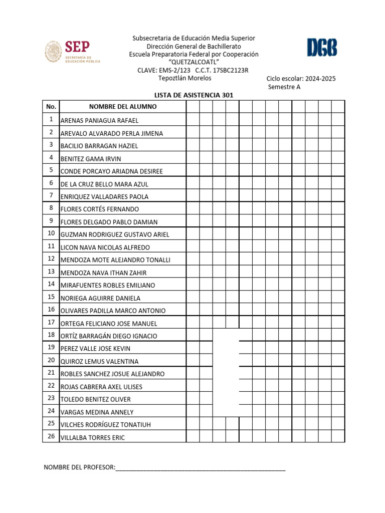 Listas de Asistencia 2024-2025.Segundos | PDF