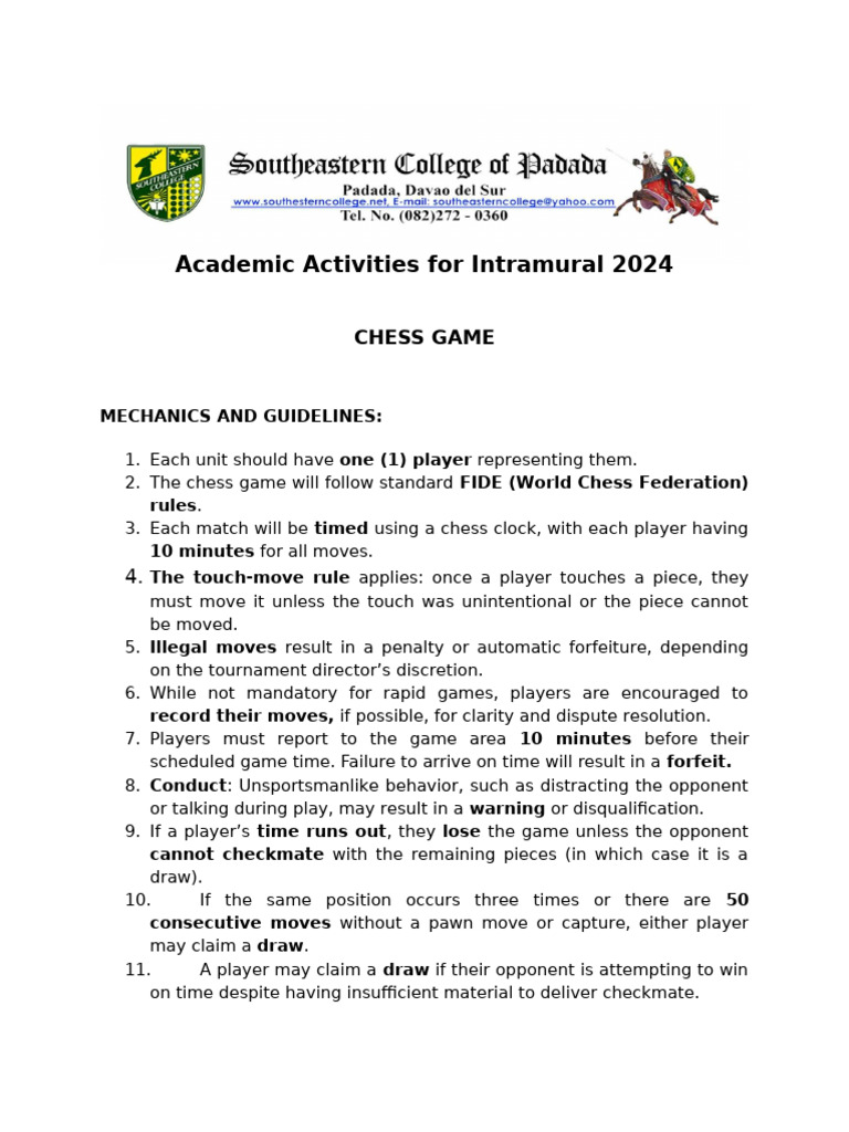 Academic Activities For Intramural 2024 | PDF