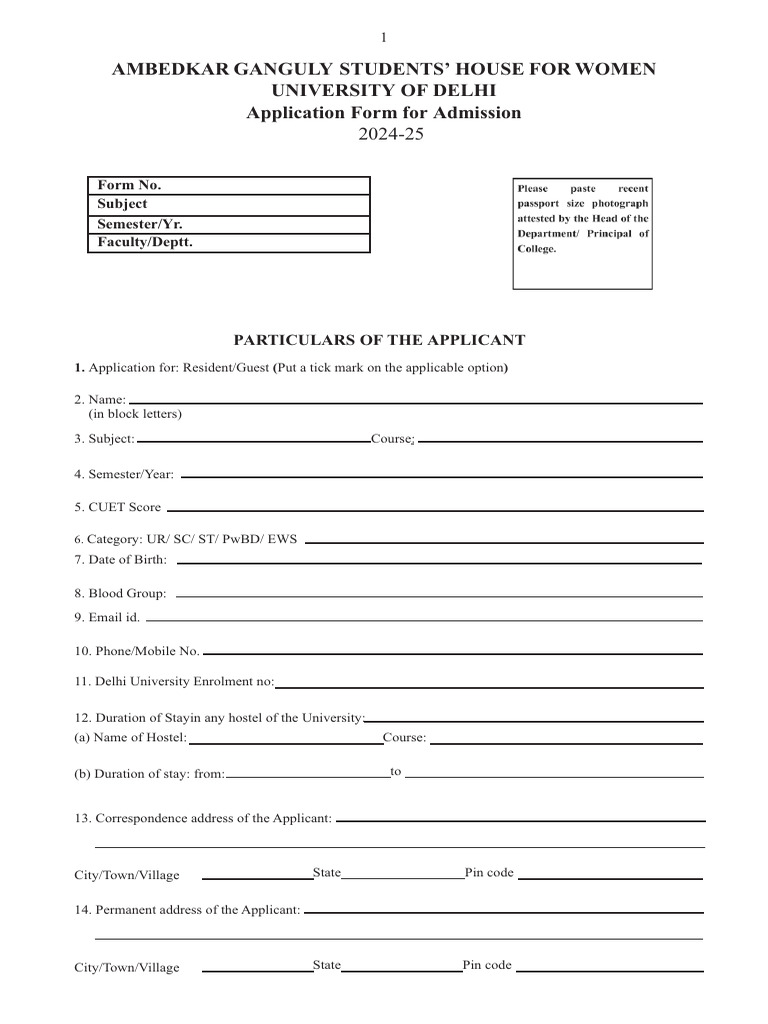 Application Form 2024-25 | PDF