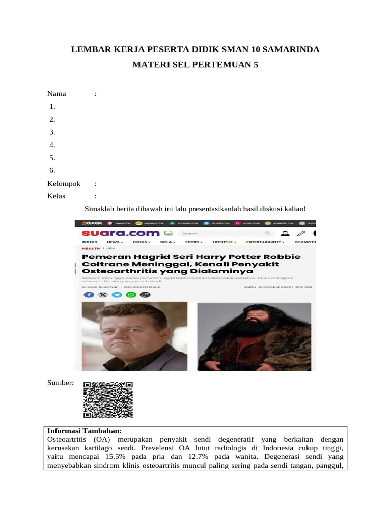 LKPD Modul 2 Sistem Gerak | PDF