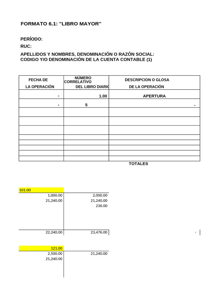 Formato 6.1: "Libro Mayor" | PDF