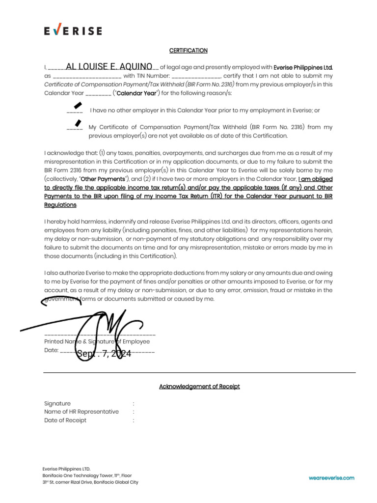 BIR Waiver 2024 | PDF