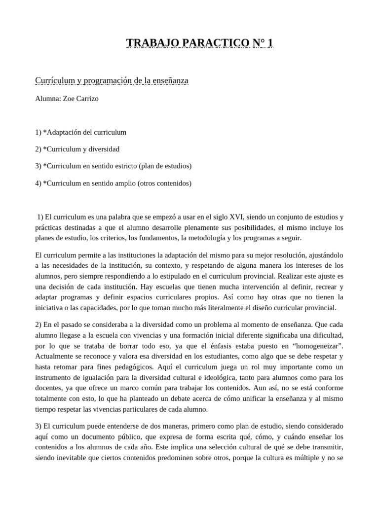 Curriculum TP1 | PDF | Plan de estudios | Enseñando