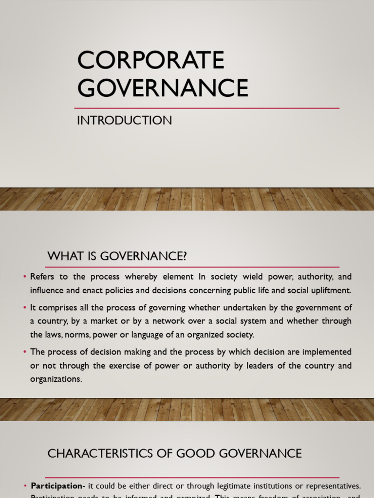 Corporate Governance Introduction | PDF | Sarbanes–Oxley Act ...