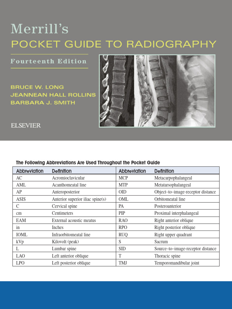 Merrills Pocket Guide To Radiography 14ed | PDF