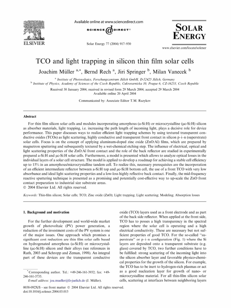 TCO & Light Trapping | PDF