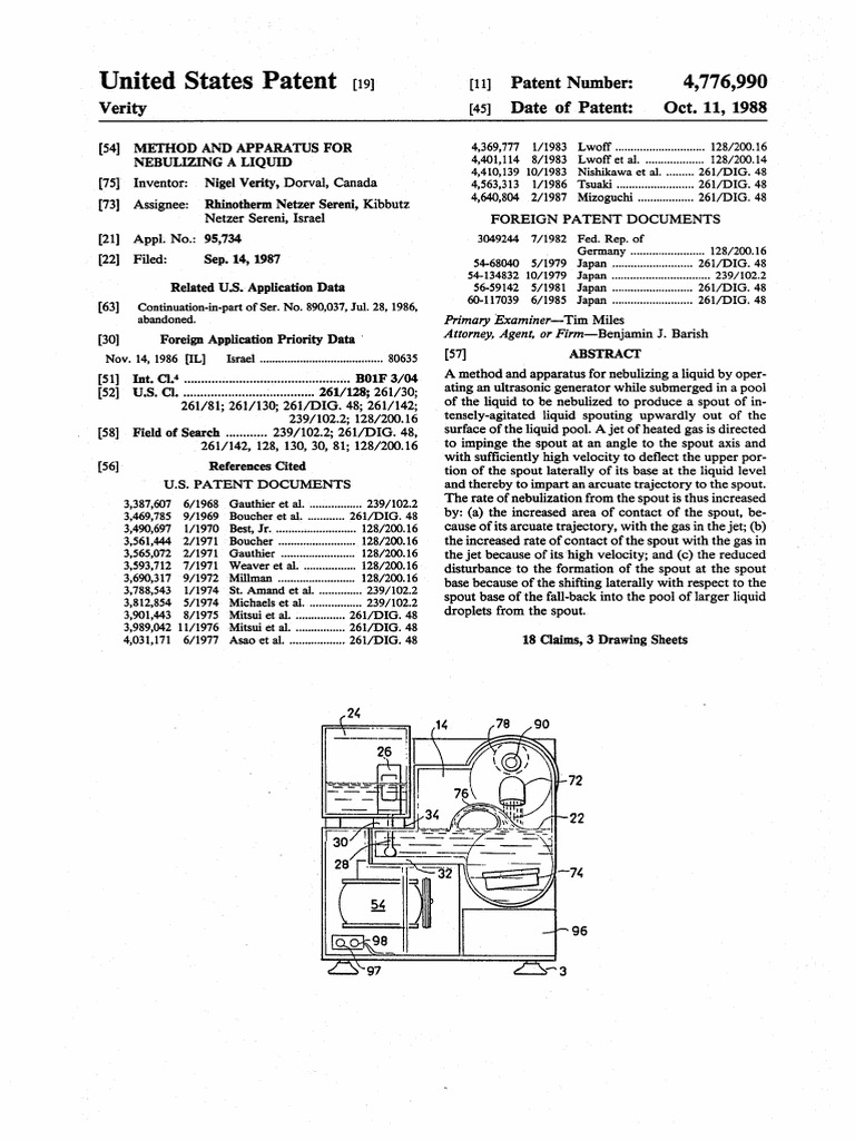 Us4776990 Method And Apparatus For Nebulizing A Liquid Pdf