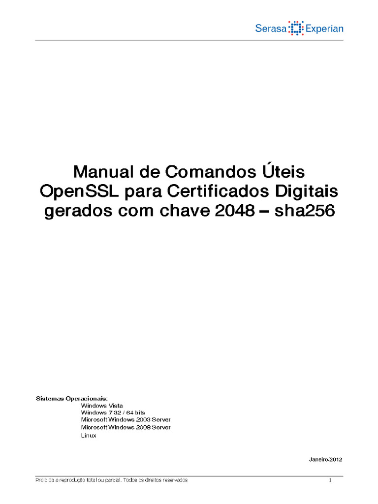 Manual de Comandos Uteis OpenSSL | PDF