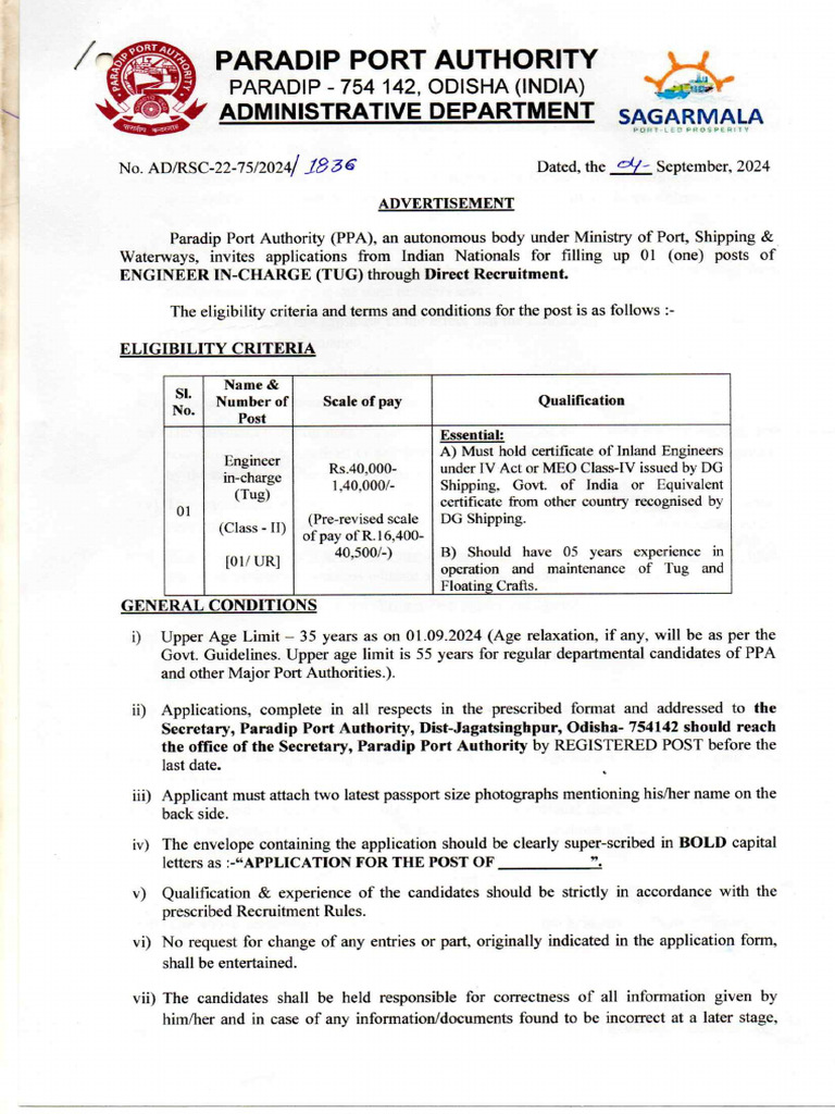 Engineer In-Charge - 04092024 | PDF