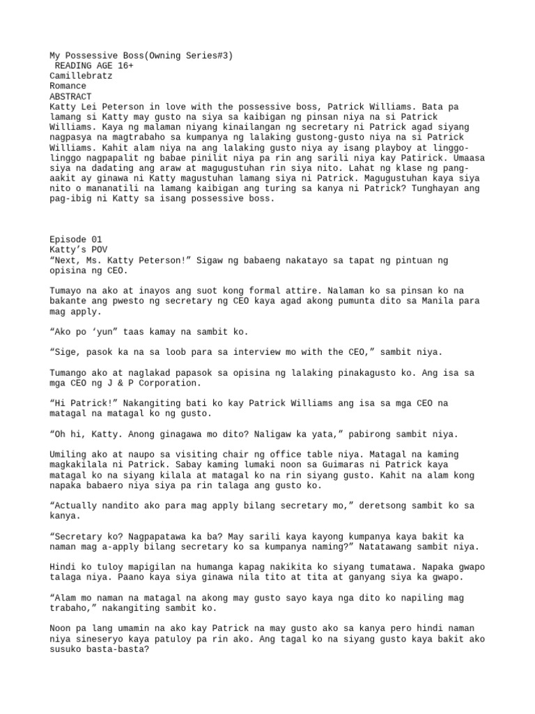 (Owning Series #3) My Possessive Boss (Author-CamilleBratz) | PDF