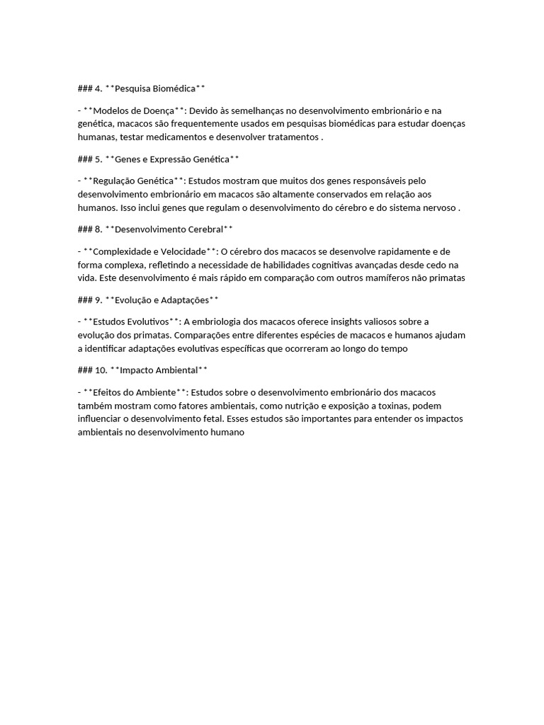 Embriologia Do Macaco Rasc | PDF