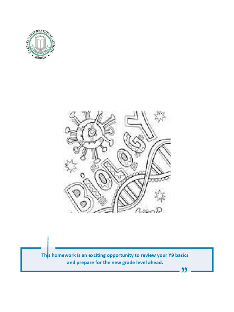 Biology Holiday Homework 2024-25 | PDF