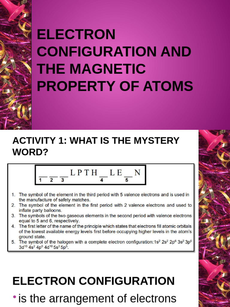 2 Electron Configuration and The Magnetic Property of Atoms | PDF