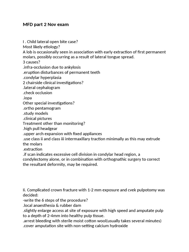 MFD Part 2 Nov Exam | PDF | Dental Anatomy | Mouth