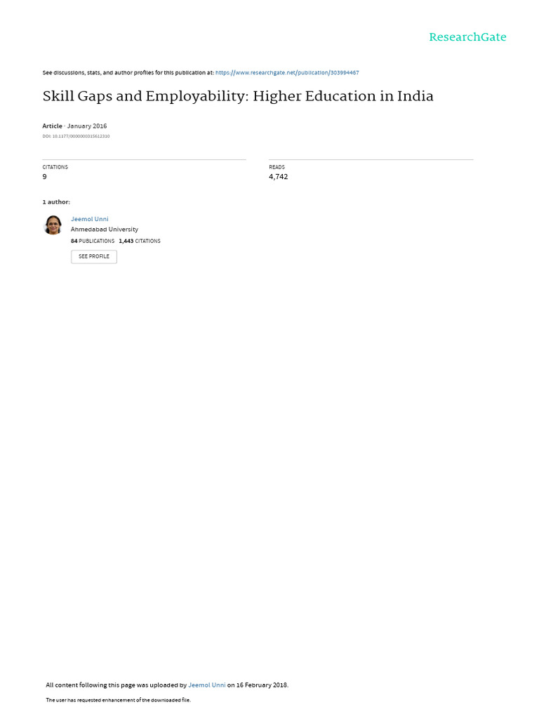Skill Gaps and Employability: Higher Education in India: January 2016 ...