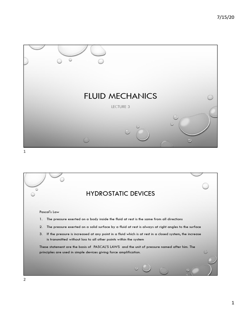 Fluid Mechanics - Lecture 3 B | PDF