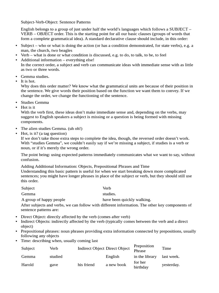 Sentence Word Order | PDF