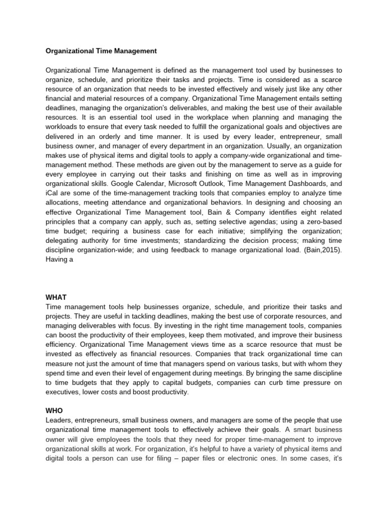 Organizational Time Management | PDF