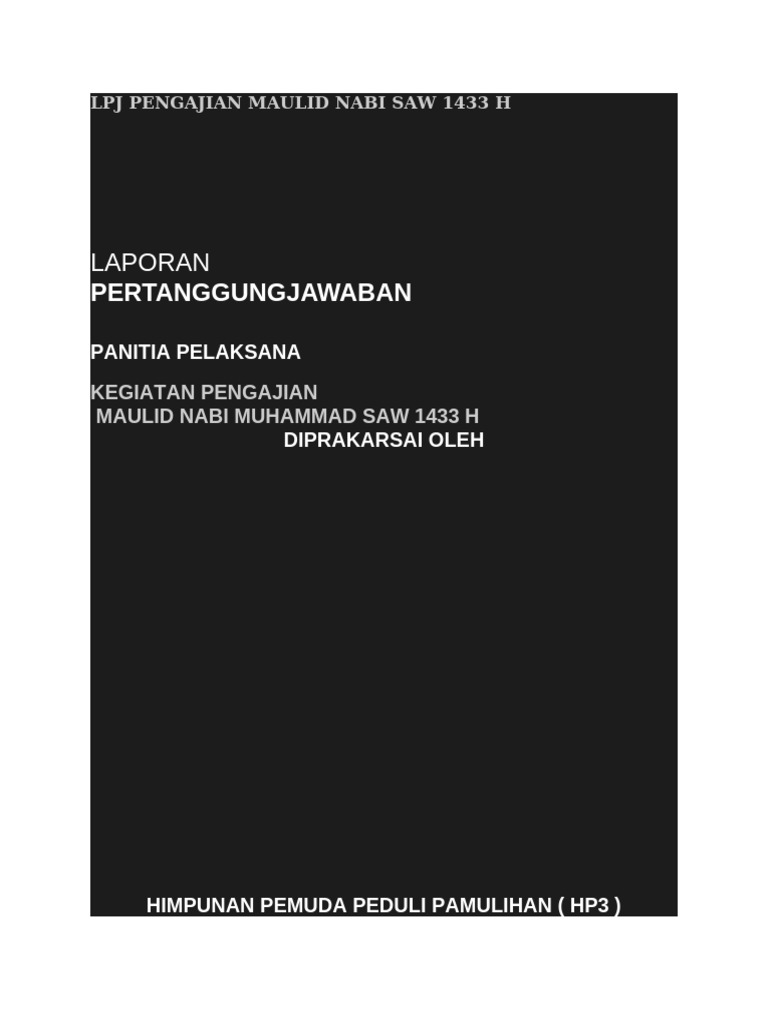 Contoh LPJ Pengajian Maulid Nabi Saw 1433 H | PDF
