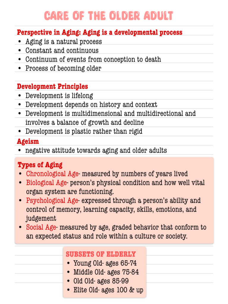 Care of Older Adult Lesson 1 | PDF