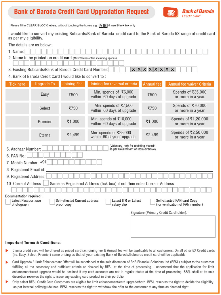 CC Upgrade Form - Customers (1) | PDF