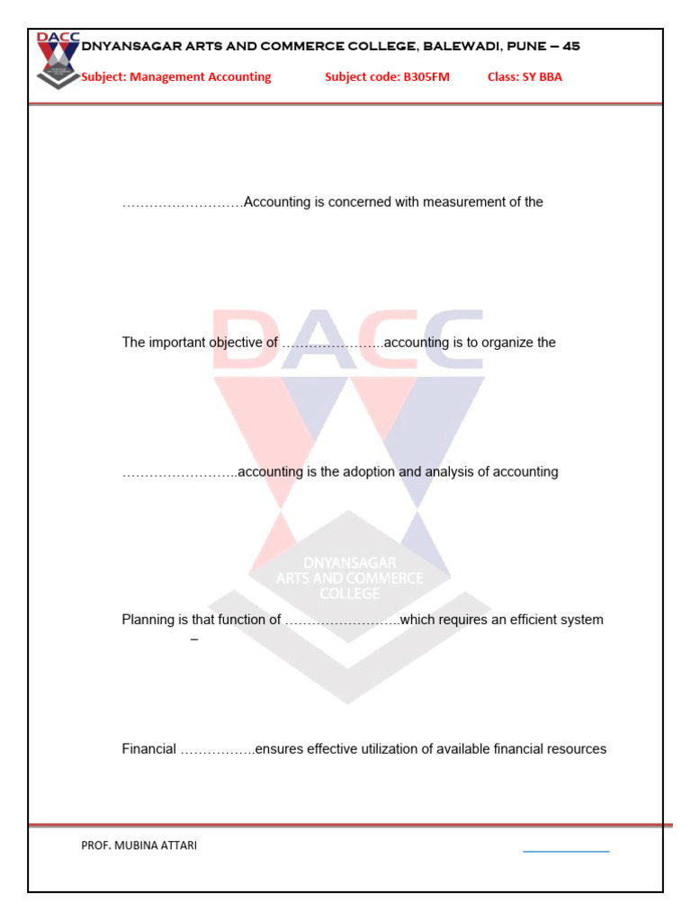Management Accounting Mcqs With Answers | PDF Management Accounting Mcqs With Answers | PDF