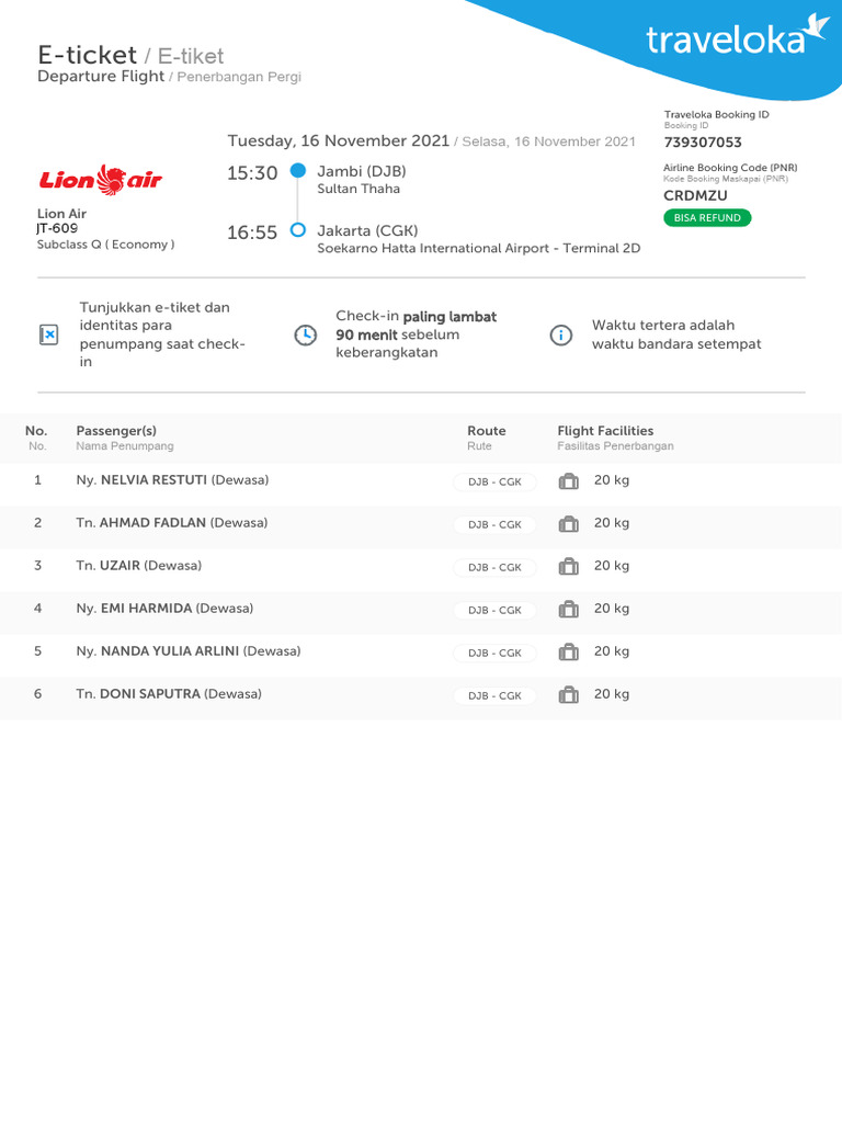 Nelvia Restuti DJB Crdmzu CGK Flight Originating | PDF