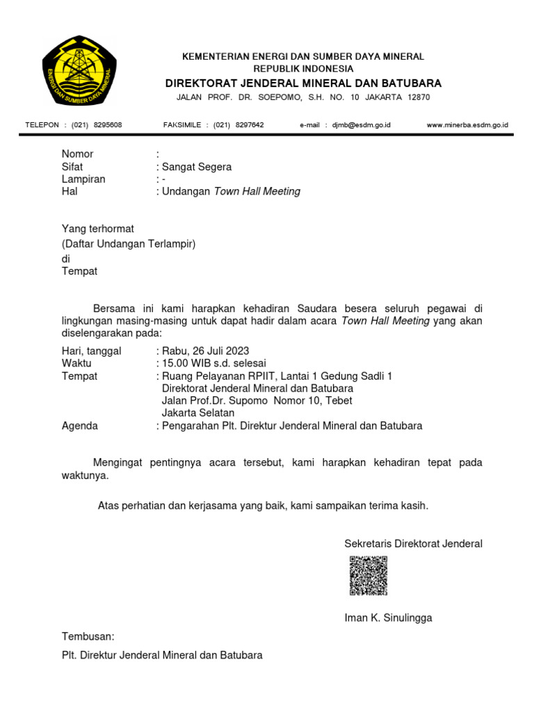 Undangan Town Hall Meeting 26 Juli 2023 | PDF
