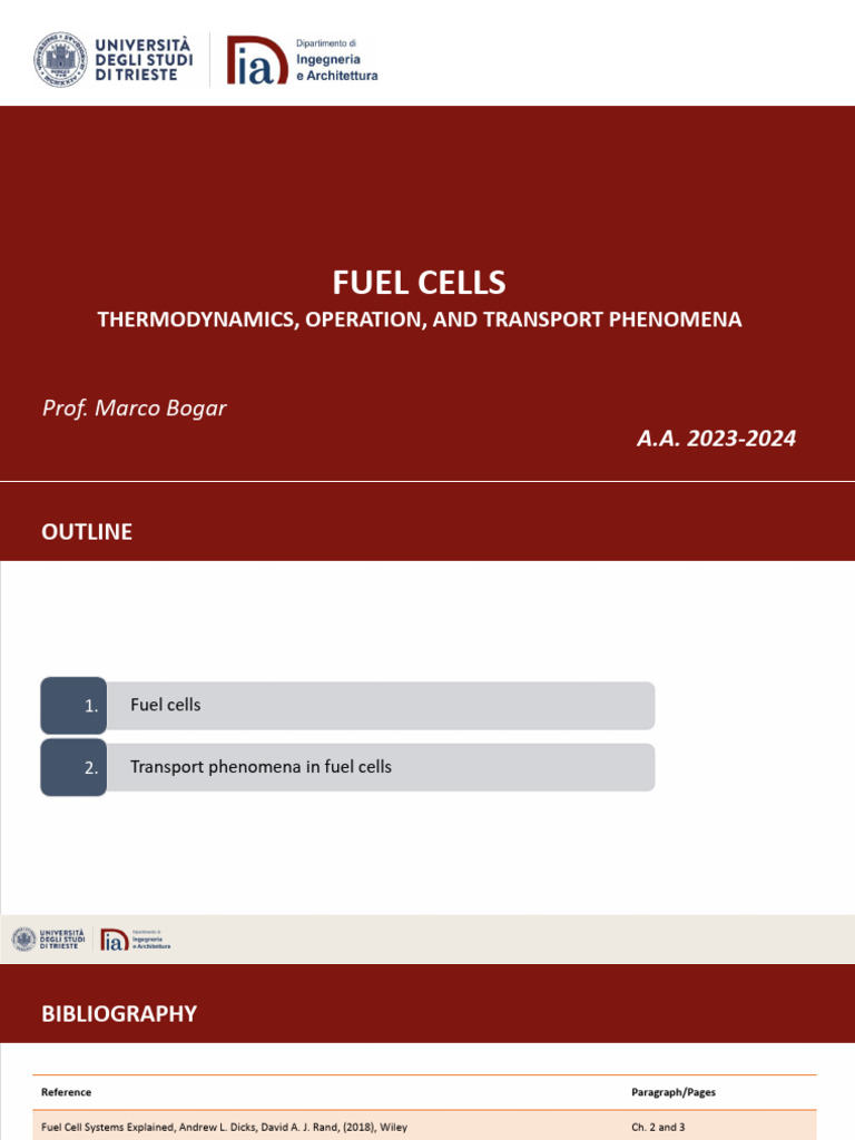 Fuel Cells - Thermodynamics, Operation, and Transport Phenomena | PDF