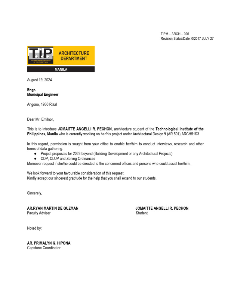 Copy of Copy of Sample Capstone Request Letter(1) | PDF