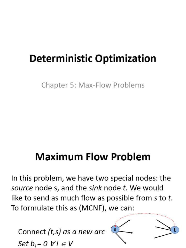 Deterministic Optimization: Chapter 5: Max-Flow Problems | PDF
