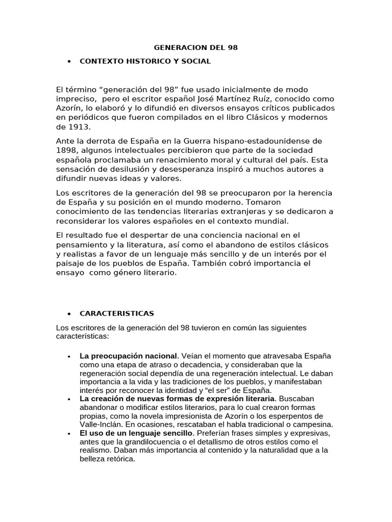 Generacion Del 98 | PDF