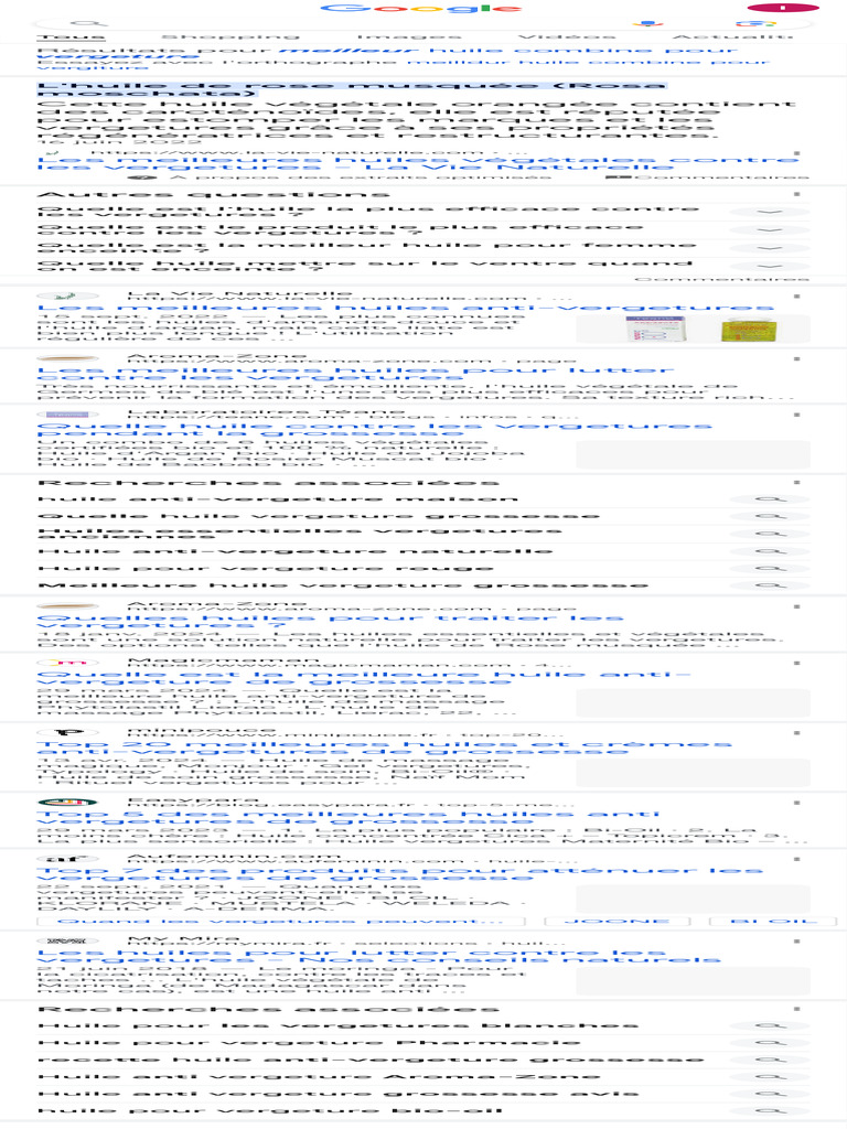 Meilldur Huile Combine Pour Vergiture - Recherche | PDF