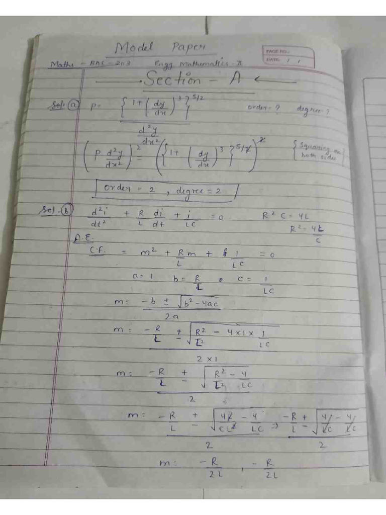 BAS203 Model Paper Solution | PDF