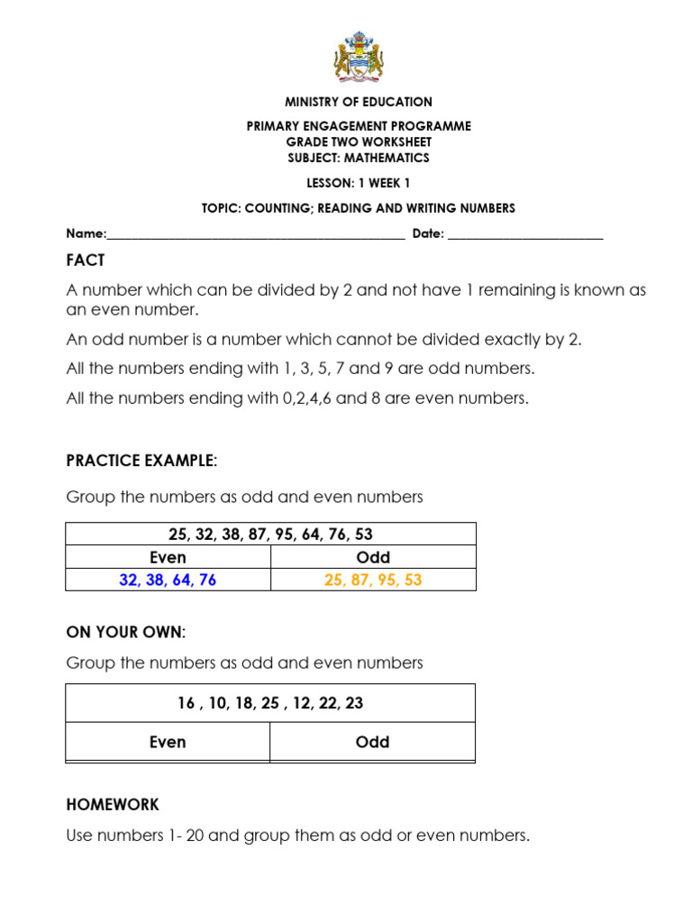 Grade 2 Mathematics Weeks 1-4 Worksheets - Term 1-1-3 | PDF
