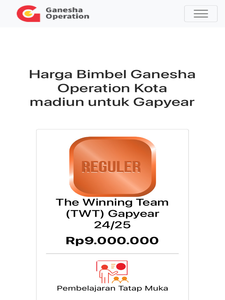 Ganesha Operation Fasilitas Semester Genap | PDF