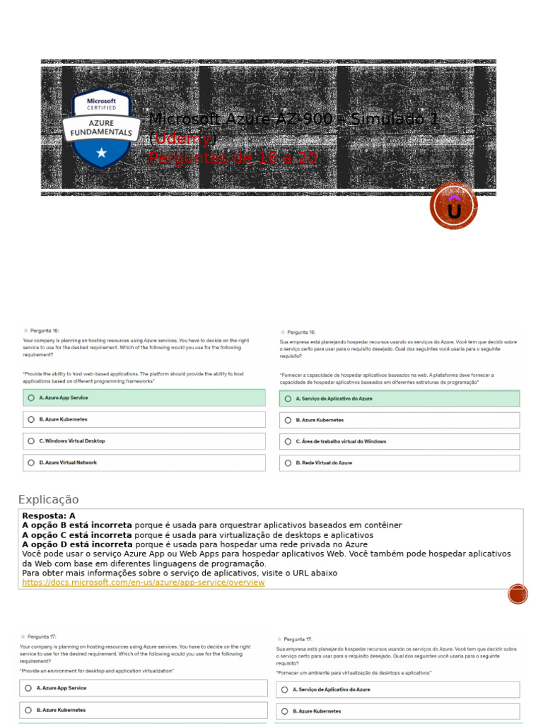 CopaCloud - Simulado 1 - Azure-Az-900 - Questões - 16 A 20 | PDF