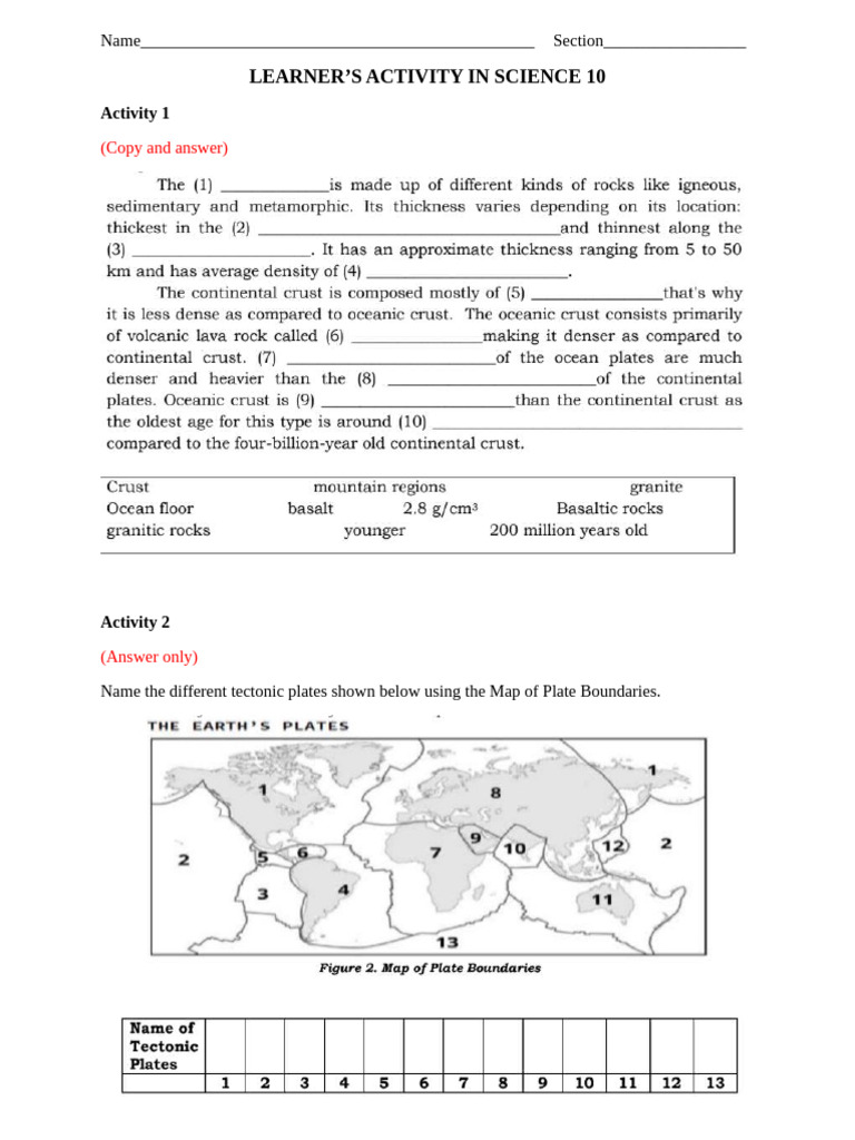 SCIENCE 10 Activity (Aug. 19) | PDF | Teaching Methods & Materials ...