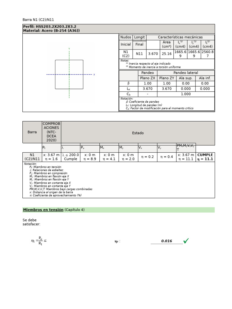 Análisis de Barra HSS203.2 en Acero | PDF | Pandeo | Ingeniería de ...