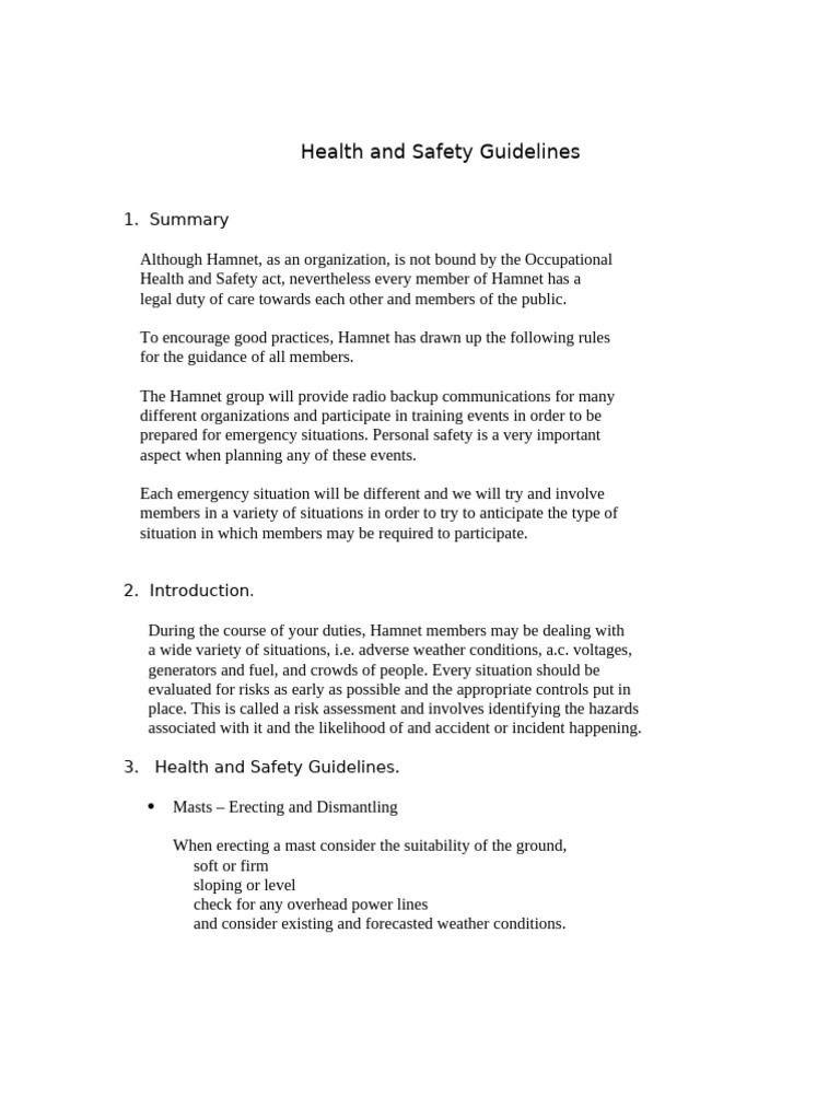 Hamnet Safety Guide for Members | PDF | Occupational Safety And Health ...