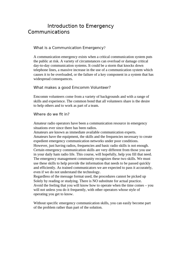 Emergency Communication Skills Training | PDF | Radio | Foreign ...