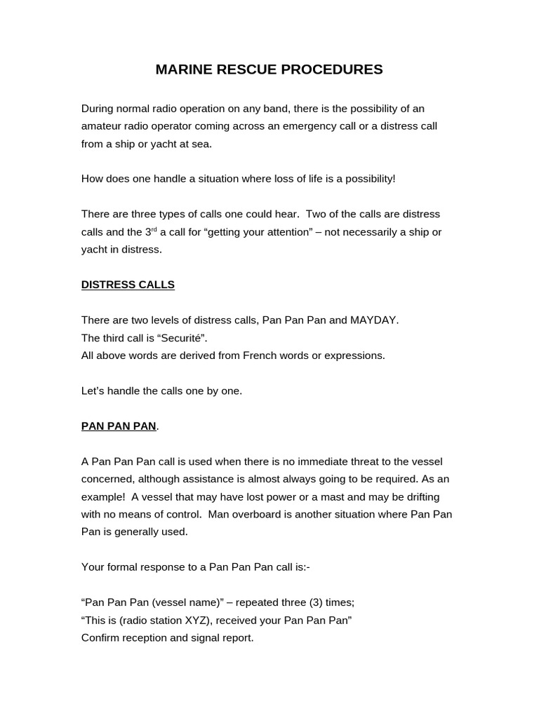 Marine Rescue Procedures | PDF