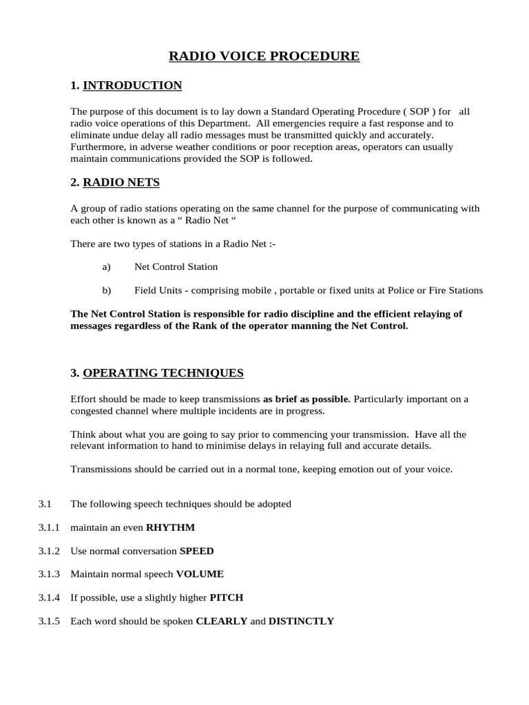 Voice Procedure | PDF