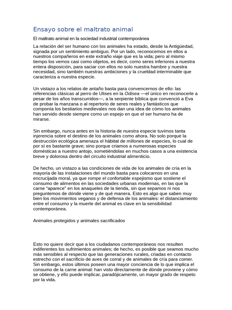 Ejemplo De Ensayo Sobre El Maltrato Animal – YOUG
