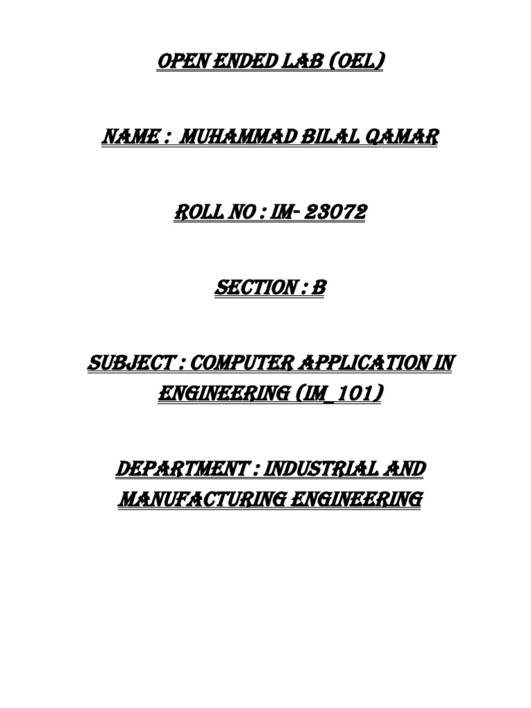 M. Bilal Qamar IM-23072 (CAE-OEL) | PDF