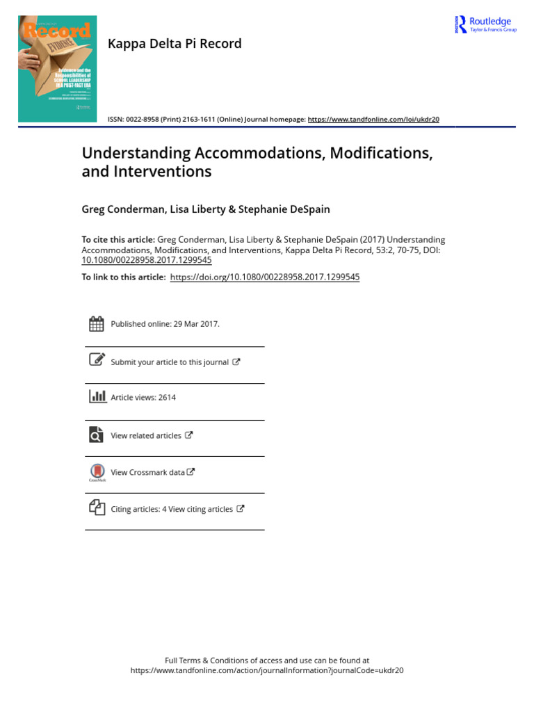 Understanding Accommodations Modifications and Interventions | PDF
