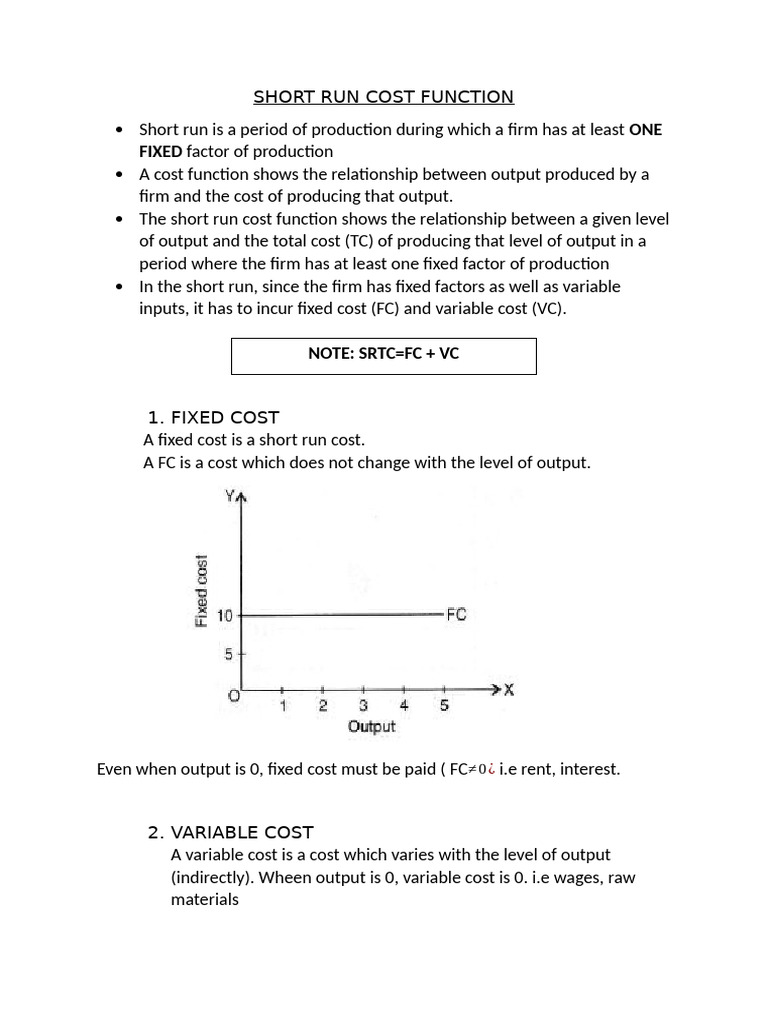 Short Run Cost Function | PDF