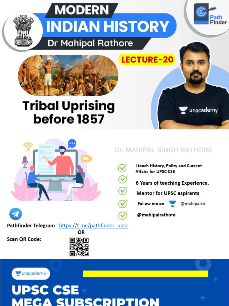 L20 Tribal Revolts Before 1857 Santhal Revolt Bhil Uprising Kol | PDF