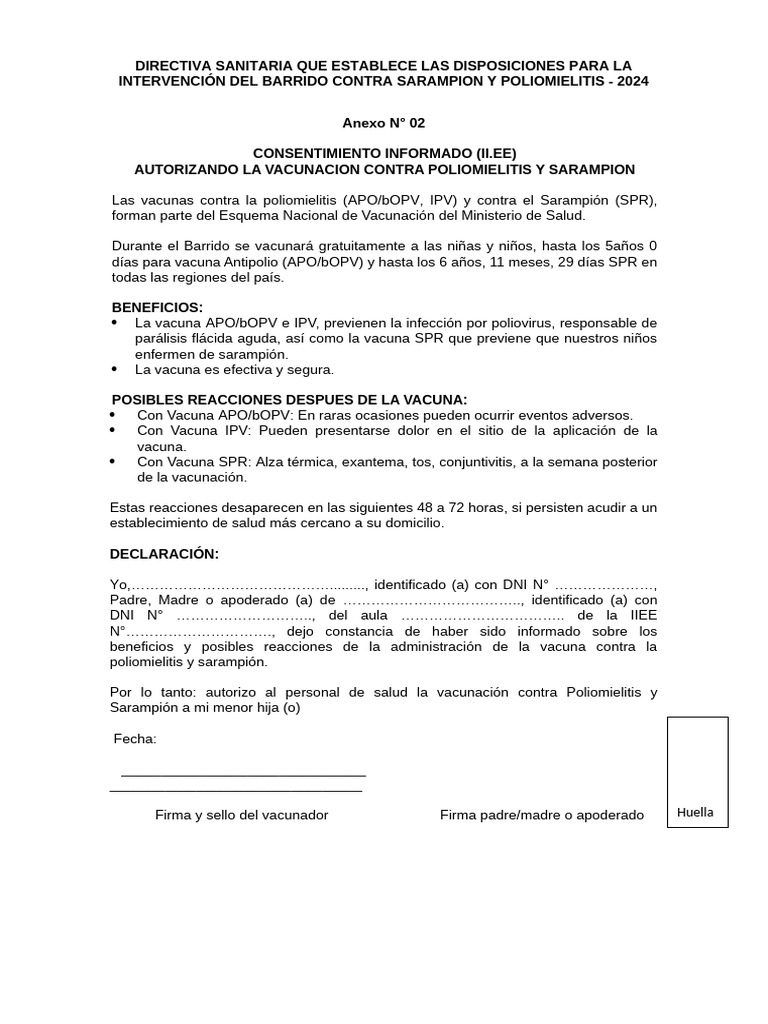 Anexo N° 02 - CONSENTIMIENTO INF. | PDF