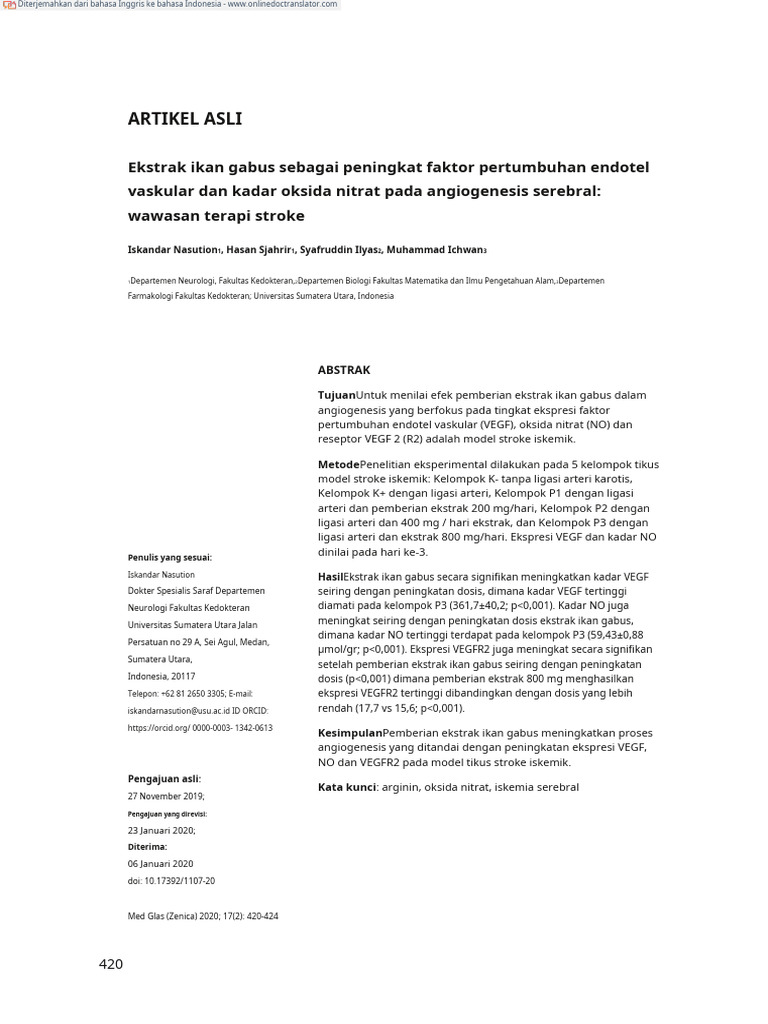 Snakehead Fish Extract As Enhancer of Vascular Endothelial Growth ...
